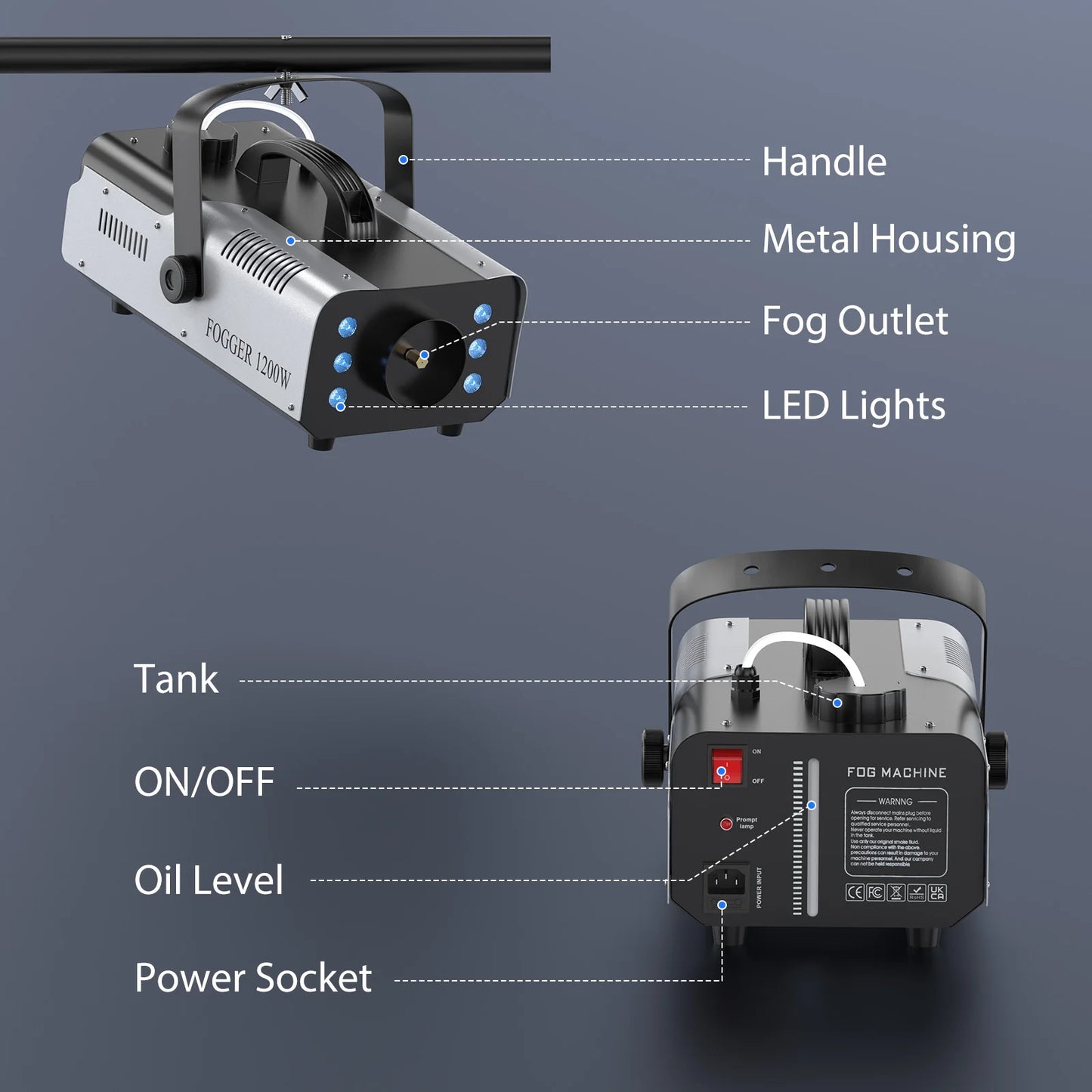 U’King Fog Machine 1200W with LED Lights for Stage Effects – KentDO ...