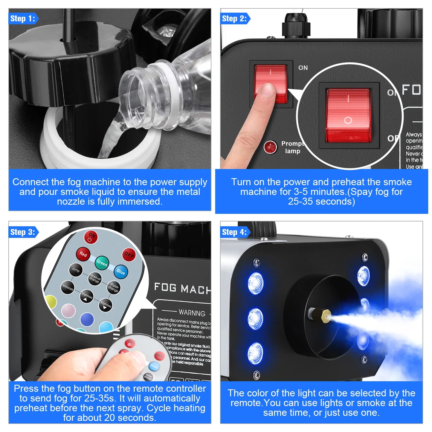 U’King Fog Machine 1200W with LED Lights for Stage Effects – KentDO ...